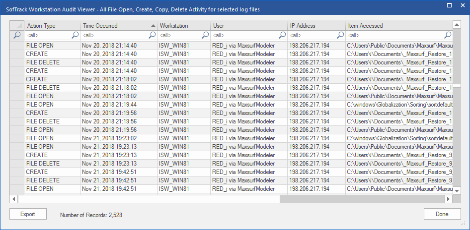 SofTrack Worldwide: SofTrack Workstation Audit Local File Activity