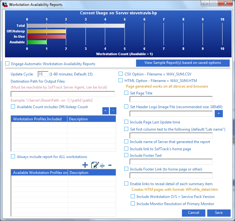 SofTrack Worldwide: SofTrack Automatic Workstation Availability Reports